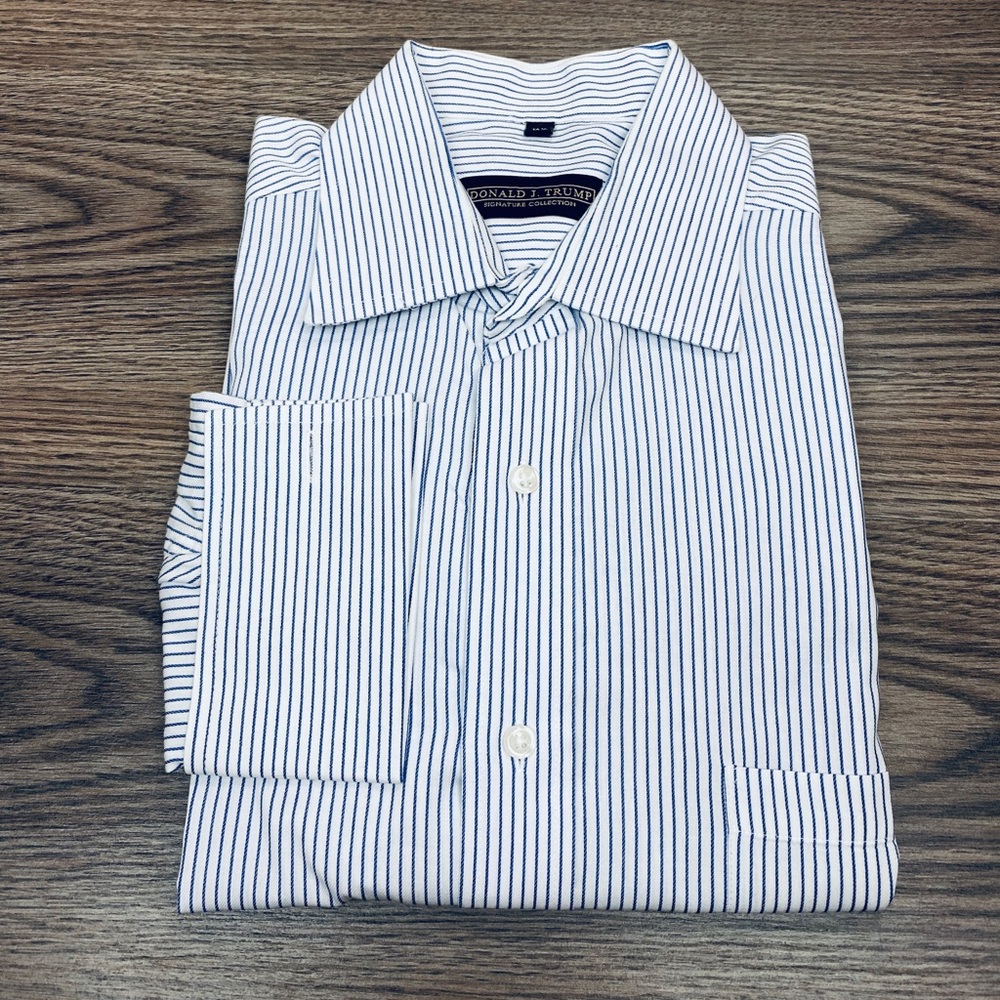 Donald Trump White Stripe French Cuff Shirt 16.5 - Gem